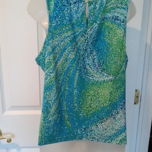 Chaps | Tops | Turquoise Print Petite Tank Top | Poshmark